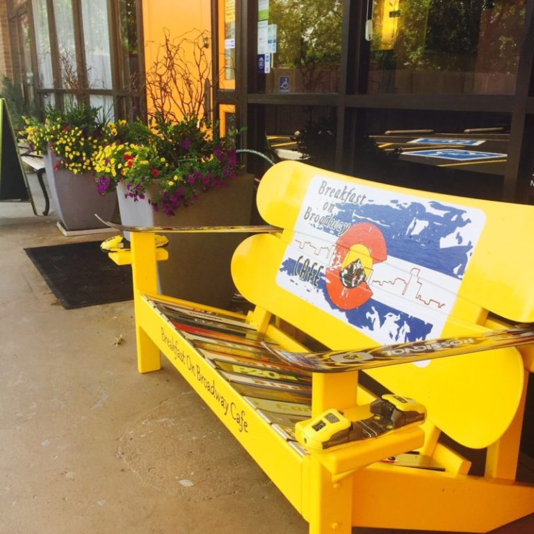 Custom Painted Ski and Snowboard Benches | Colorado Ski Chairs