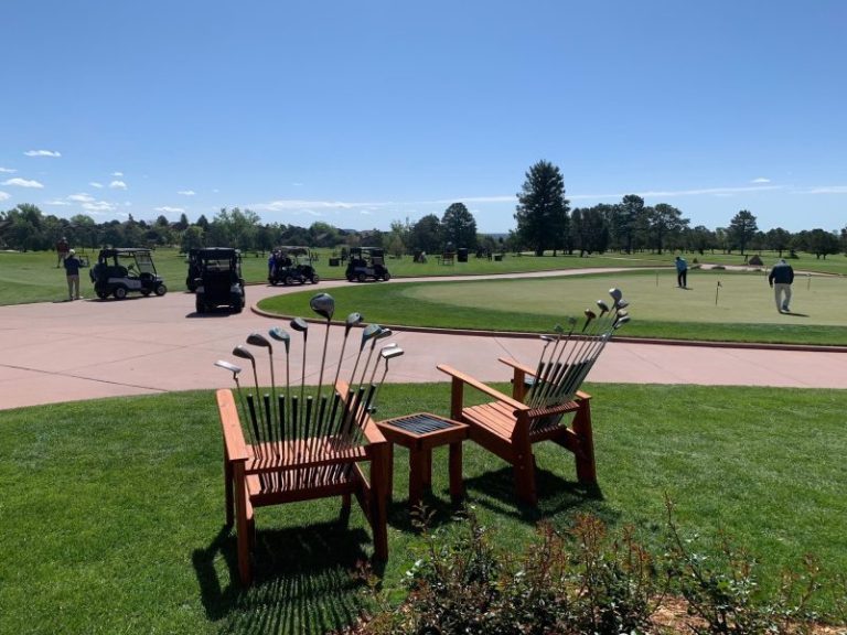 Grey Base - Golf Club Rocking Chair with Putting Green Cupholder ...