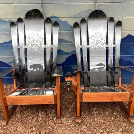 Set of 2 - Grey Hybrid Mountain Mural Bear & Buffalo Ski Chairs ...
