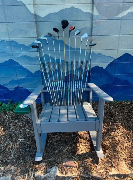 Grey Base - Golf Club Rocking Chair with Putting Green Cupholder ...