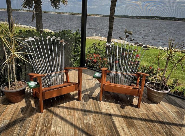 Grey Base - Golf Club Rocking Chair with Putting Green Cupholder ...