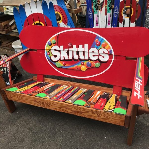 Custom Painted Ski and Snowboard Benches | Colorado Ski Chairs