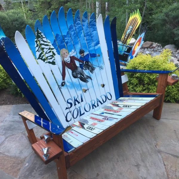 Custom Painted Ski and Snowboard Benches | Colorado Ski Chairs