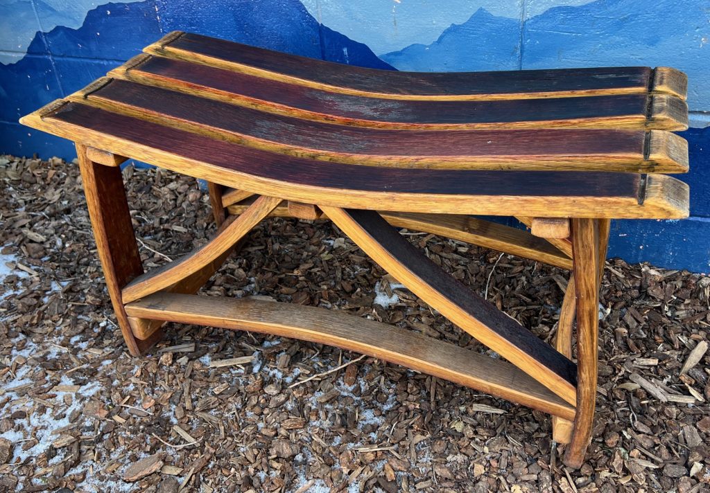 Wine Barrel Bench - Colorado Ski Chairs