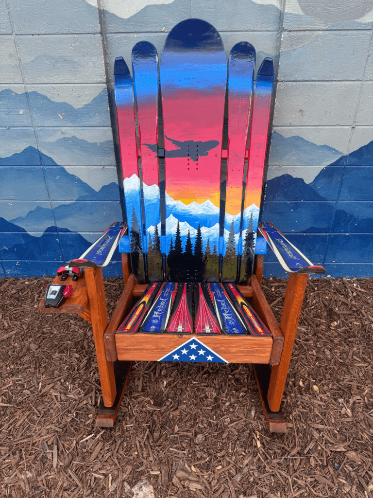 C-17 Sunset Mountain Mural USAF Themed Ski Chair - Colorado Ski Chairs