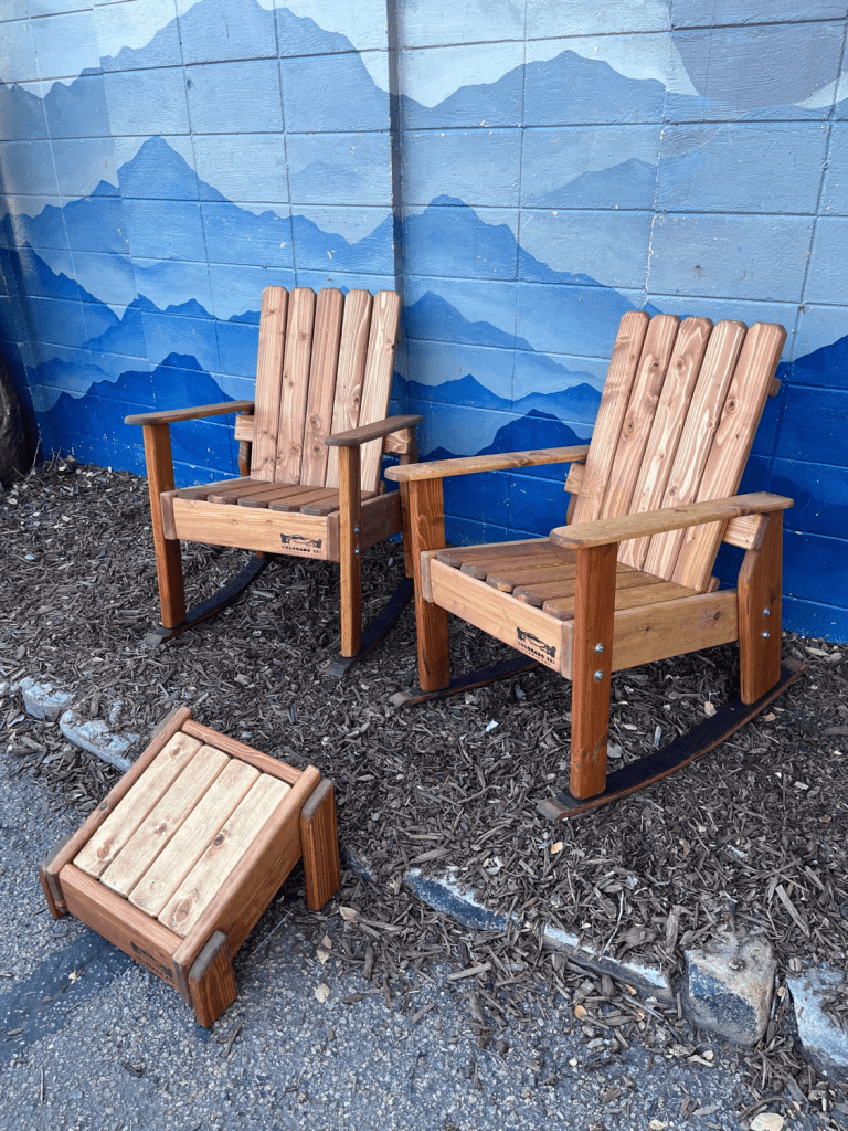 All Wooden Rockers - Set of 3 - (you pick any stain) - Colorado Ski Chairs